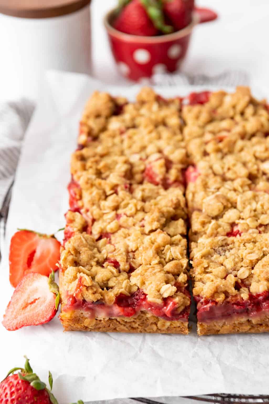 Easy Strawberry Rhubarb Crumb Bars - House of Nash Eats