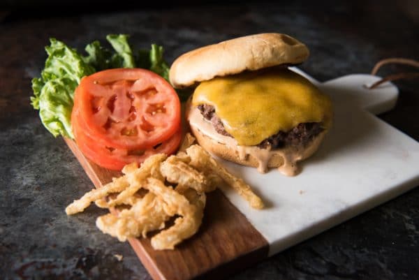 All-American Hamburger with Crispy Onion Strings & Burger Sauce - House ...