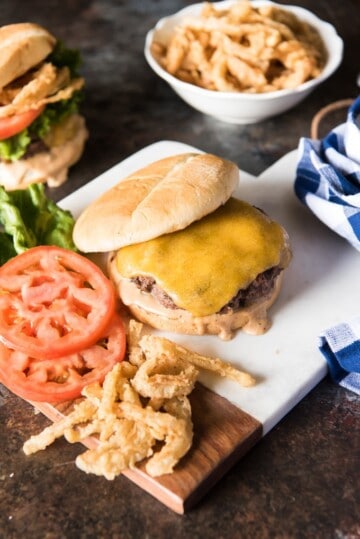 All-American Hamburger with Crispy Onion Strings & Burger Sauce - House ...
