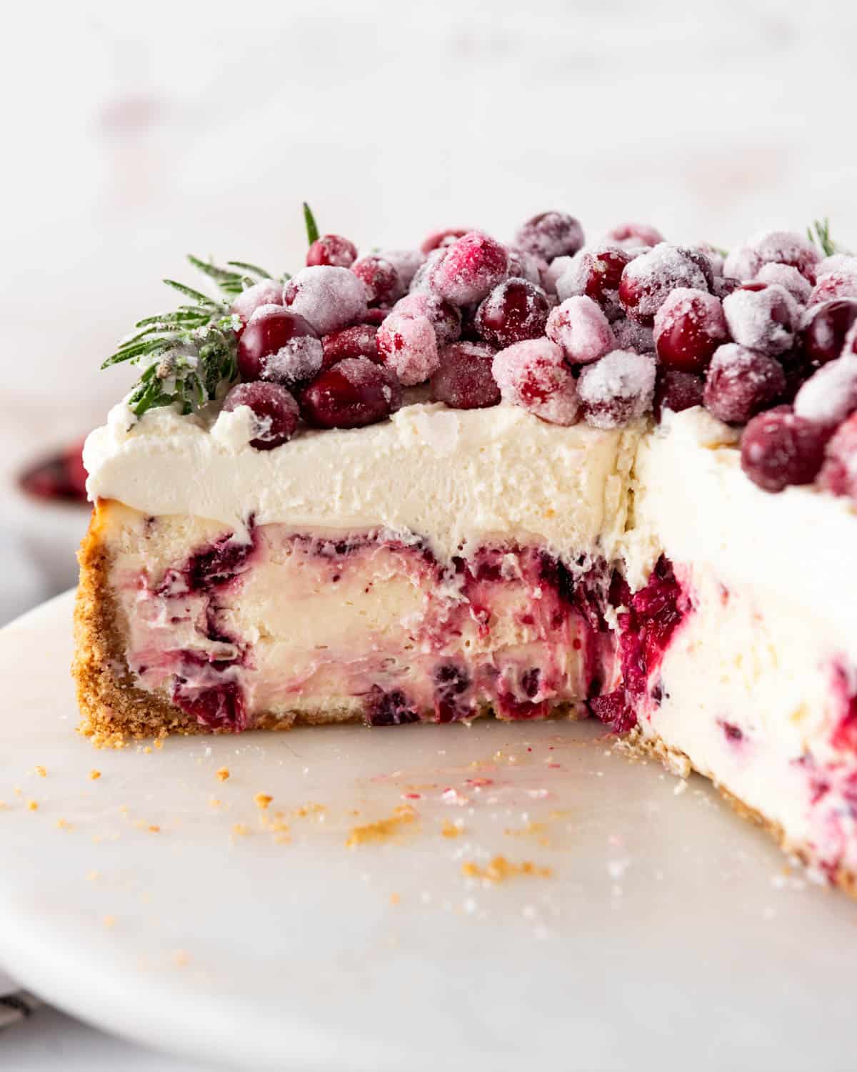 Swirled Cranberry Cheesecake with White Chocolate Mousse - House of ...