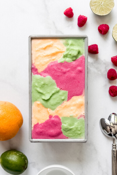 Homemade Rainbow Sherbet with REAL Fruit Flavor - House of Nash Eats