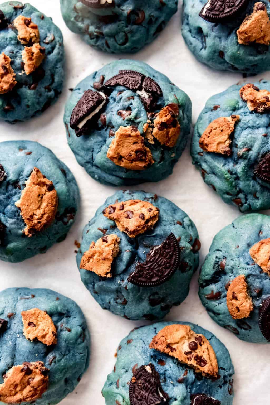 Big Blue Monster Stuffed Cookies - House of Nash Eats