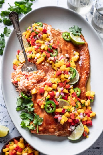 The BEST Baked Salmon with Mango Salsa - House of Nash Eats