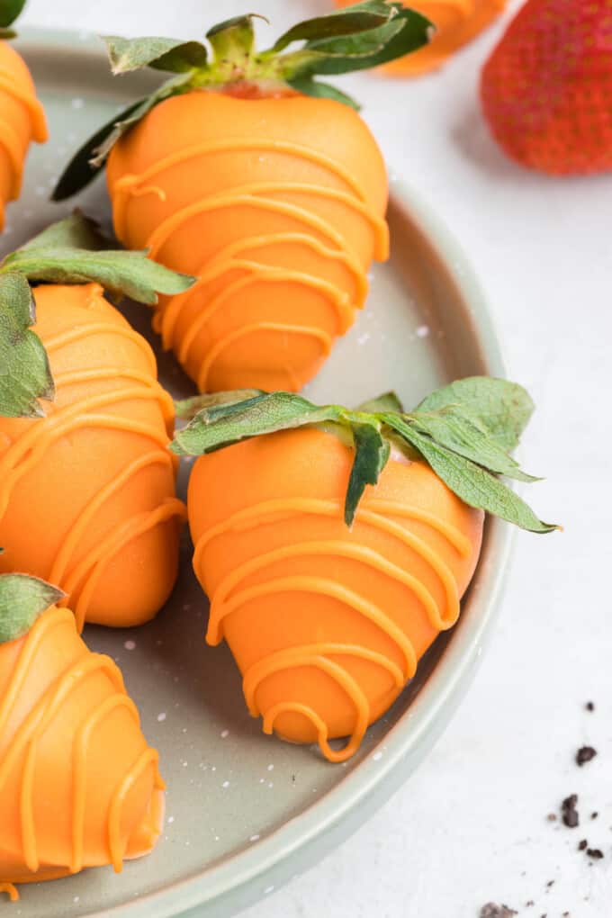 Easter Chocolate Covered Strawberry Carrots