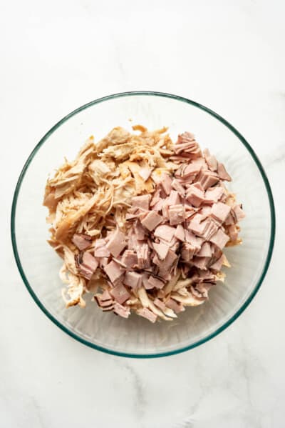 Easy Chicken Cordon Bleu Casserole (using Rotisserie Chicken!)