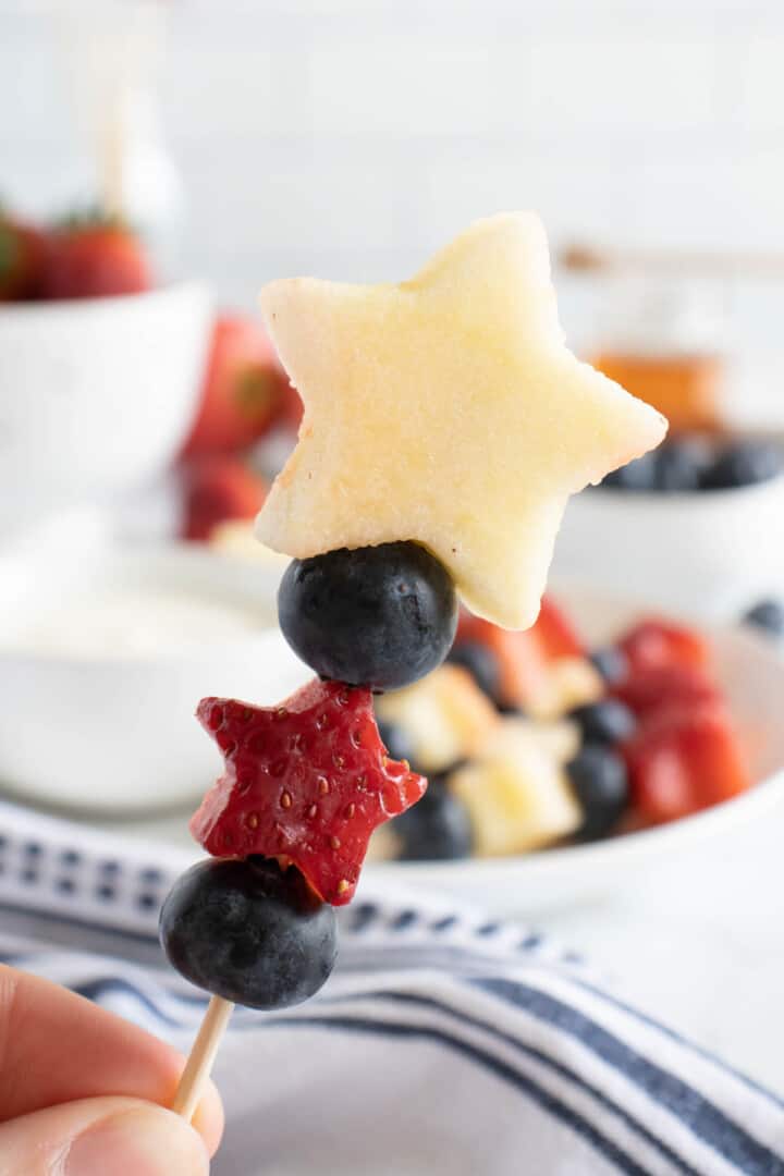 Easy 4th of July Fruit Kabobs with Yogurt Dip - House of Nash Eats