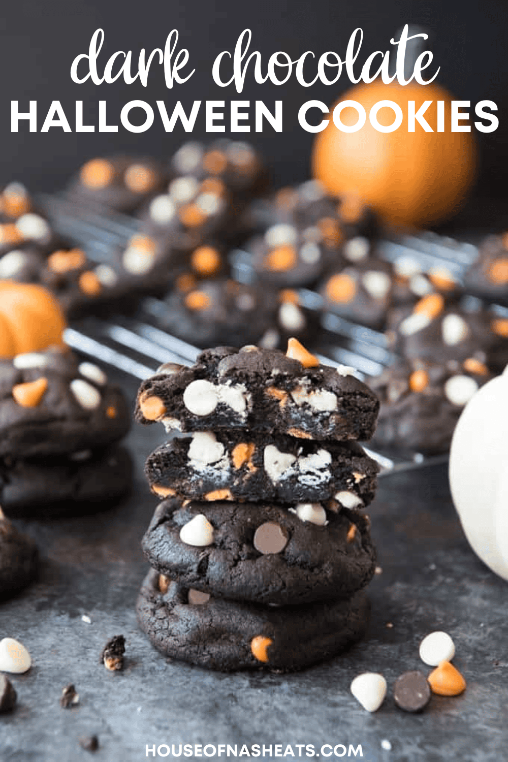 Dark Chocolate Halloween Chip Cookies - House of Nash Eats