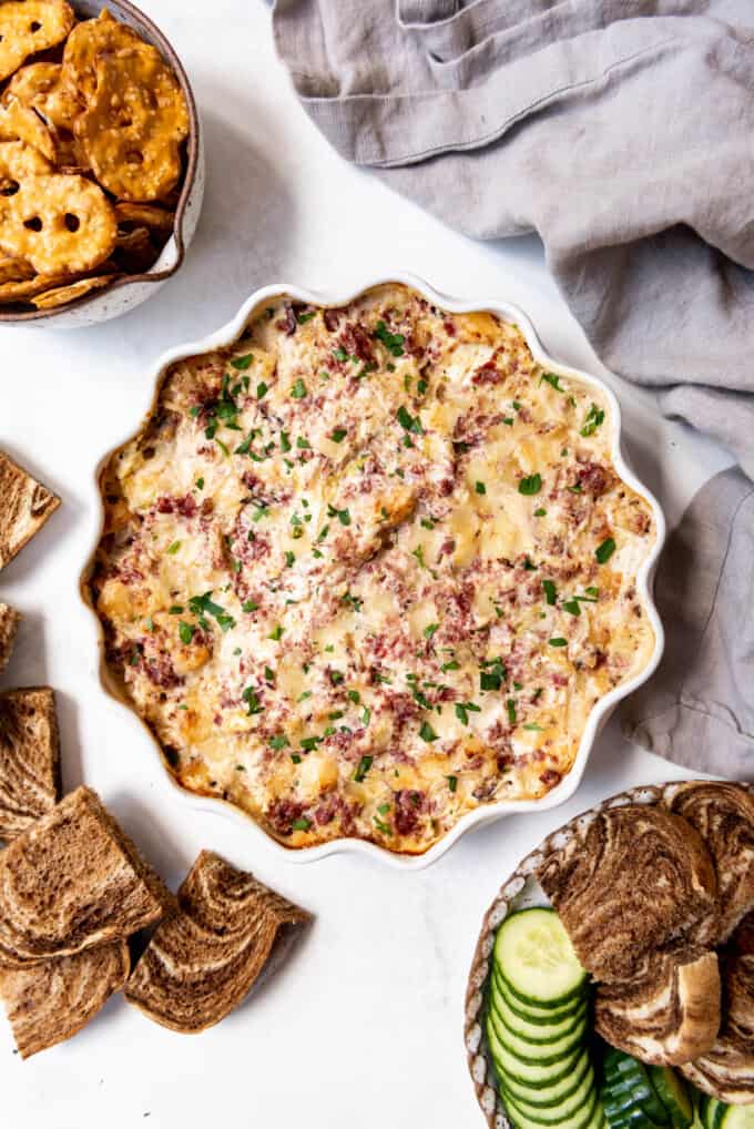 Easy Hot Reuben Dip Recipe (Oven or Slow Cooker)