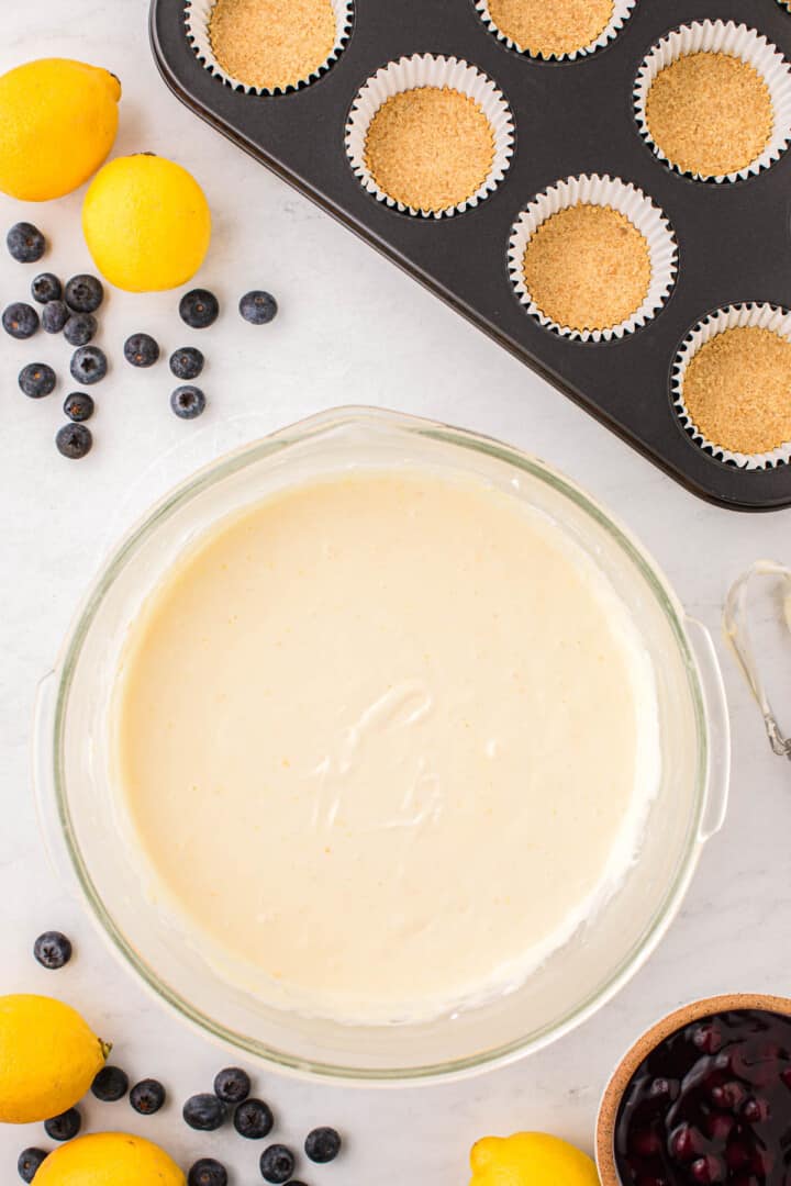 Easy Mini Lemon Blueberry Cheesecakes - House of Nash Eats