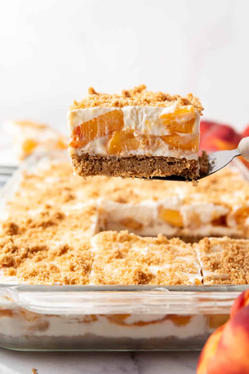 No-Bake Fresh Peaches & Cream Dessert - House of Nash Eats