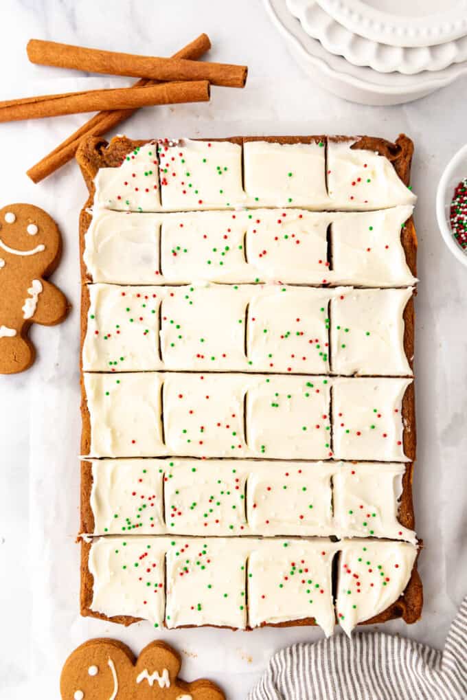 Gingerbread Bars with Cream Cheese Frosting - House of Nash Eats
