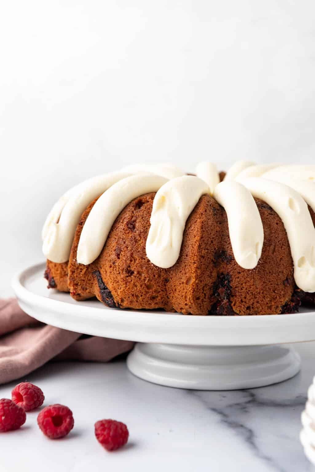Raspberry White Chocolate Bundt Cake - House of Nash Eats