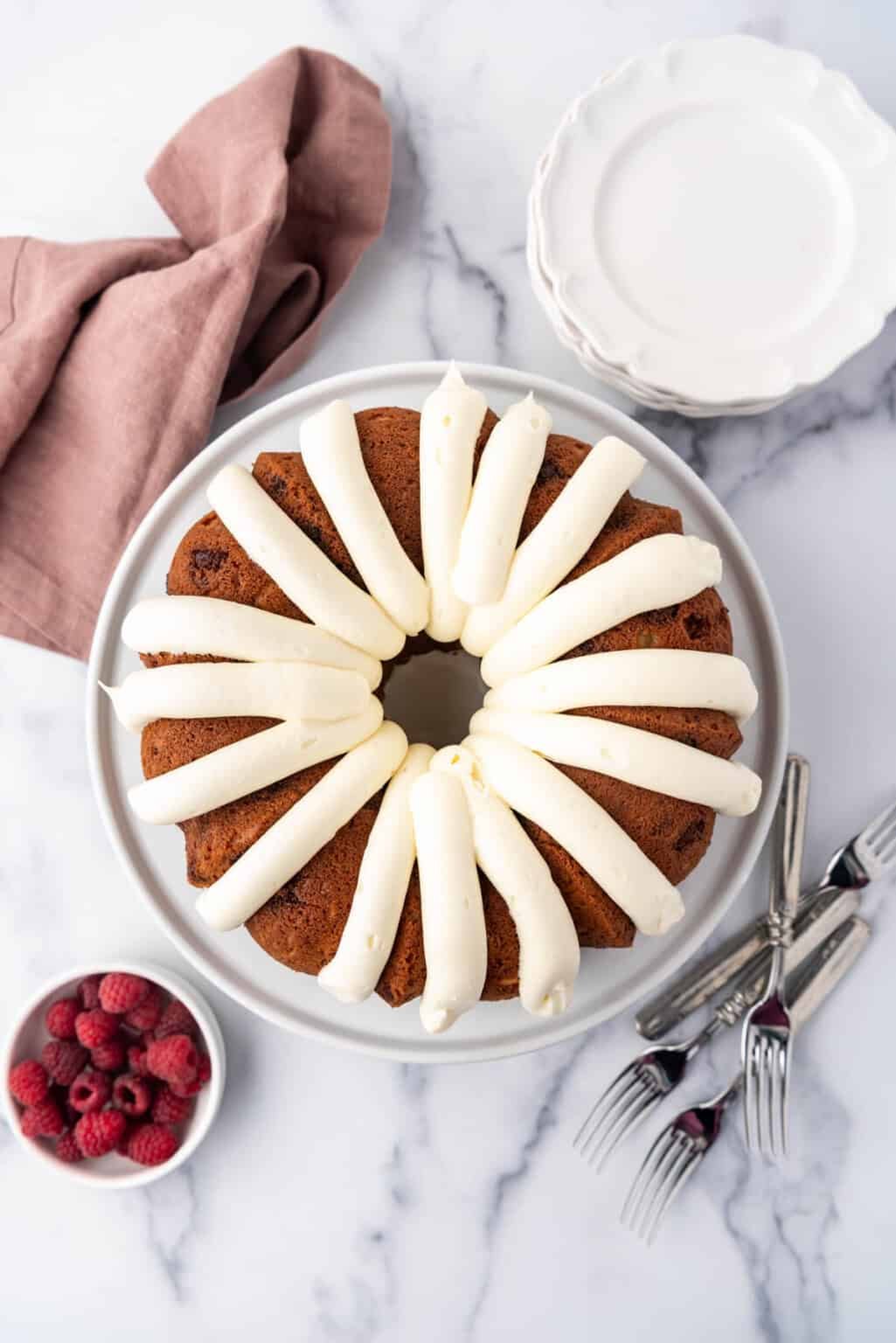 Raspberry White Chocolate Bundt Cake - House of Nash Eats