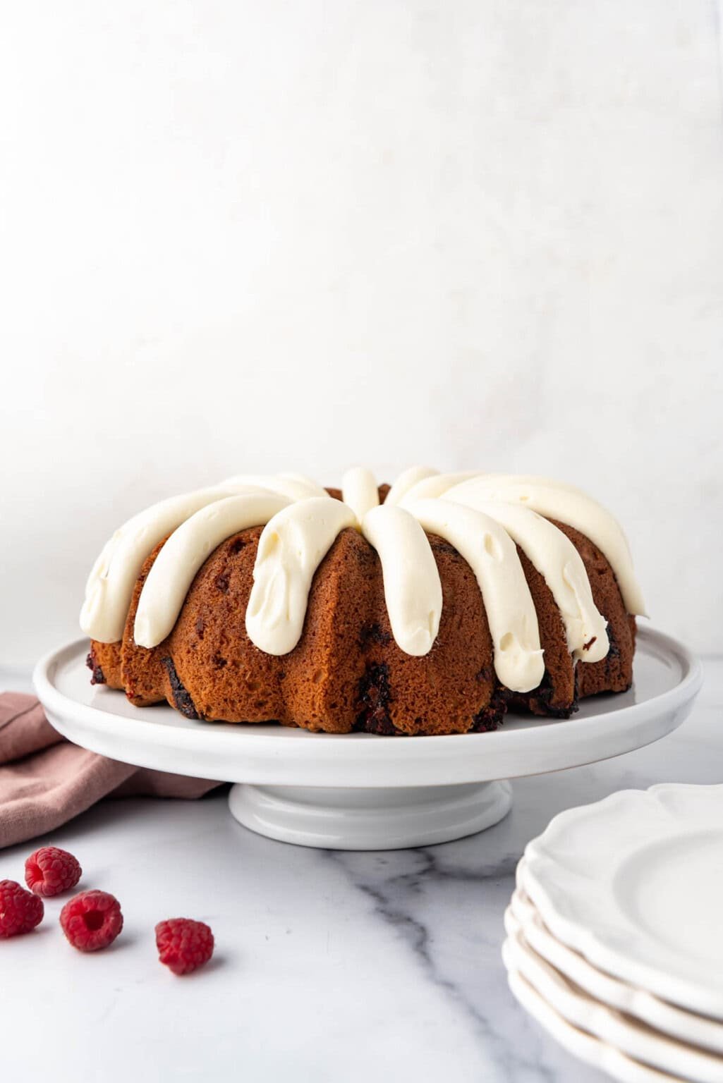 Raspberry White Chocolate Bundt Cake - House of Nash Eats