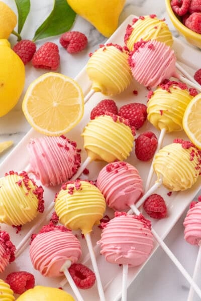Lemon Raspberry Cake Pops - House of Nash Eats